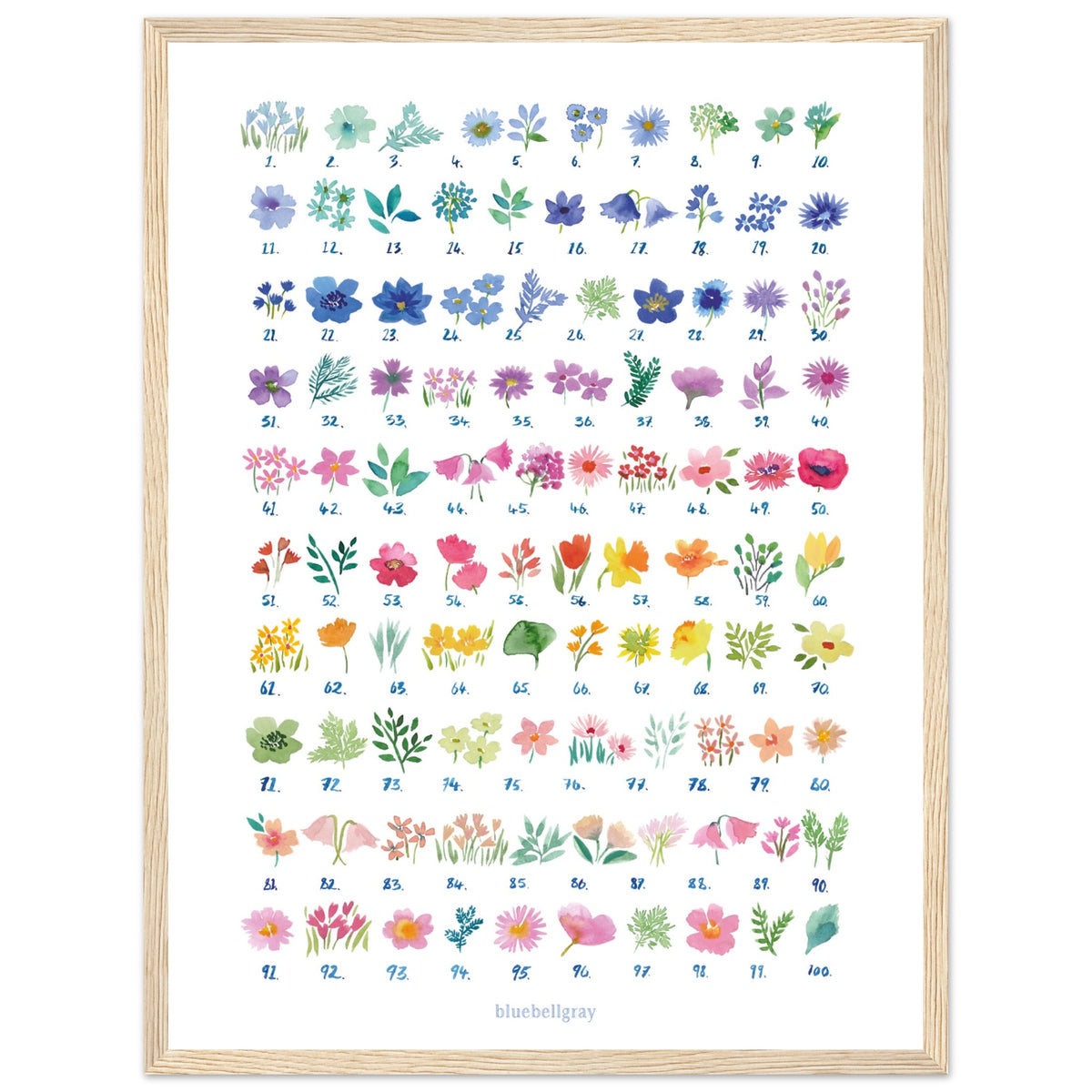 100 Flowers - Framed Art Print – Bluebellgray