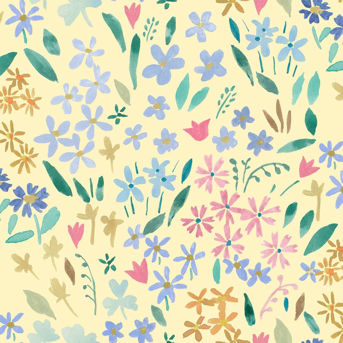 Cara Yellow Craft Fabric - Bluebellgray