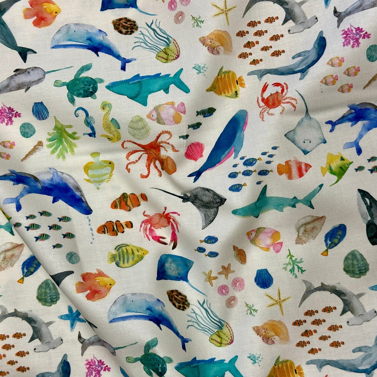 Wee Blue Bell Under the Sea White Sand Craft Fabric – Bluebellgray