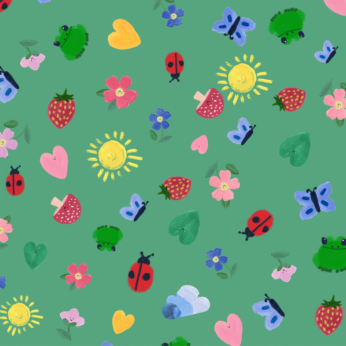 Wee Blue Bell Little Things Green Grass Craft Fabric – Bluebellgray