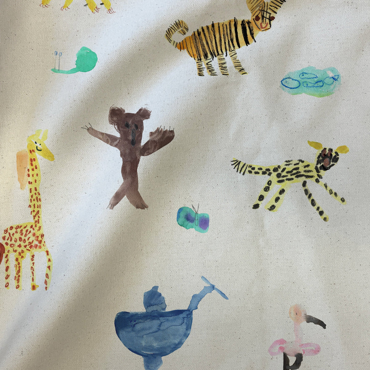 Wee Blue Bell Animal Drawings Small Fabric – Bluebellgray