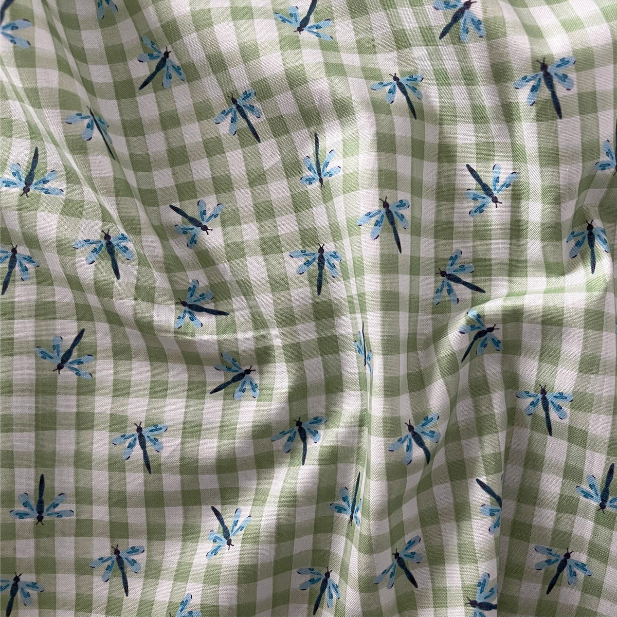 Wee Blue Bell Dragonfly Gingham Fern Craft Fabric – Bluebellgray